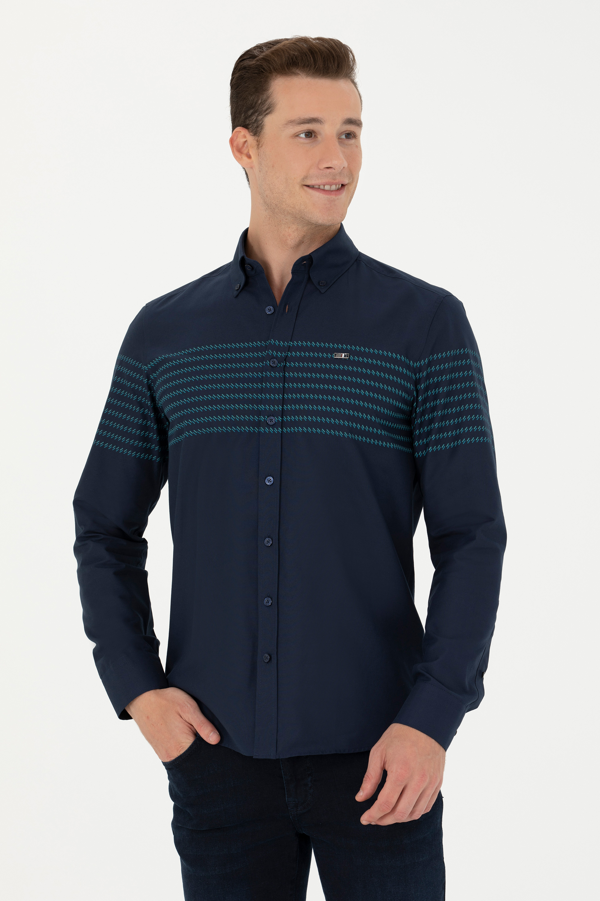 Рубашка мужская US Polo Assn G081GL0040YELO синяя L