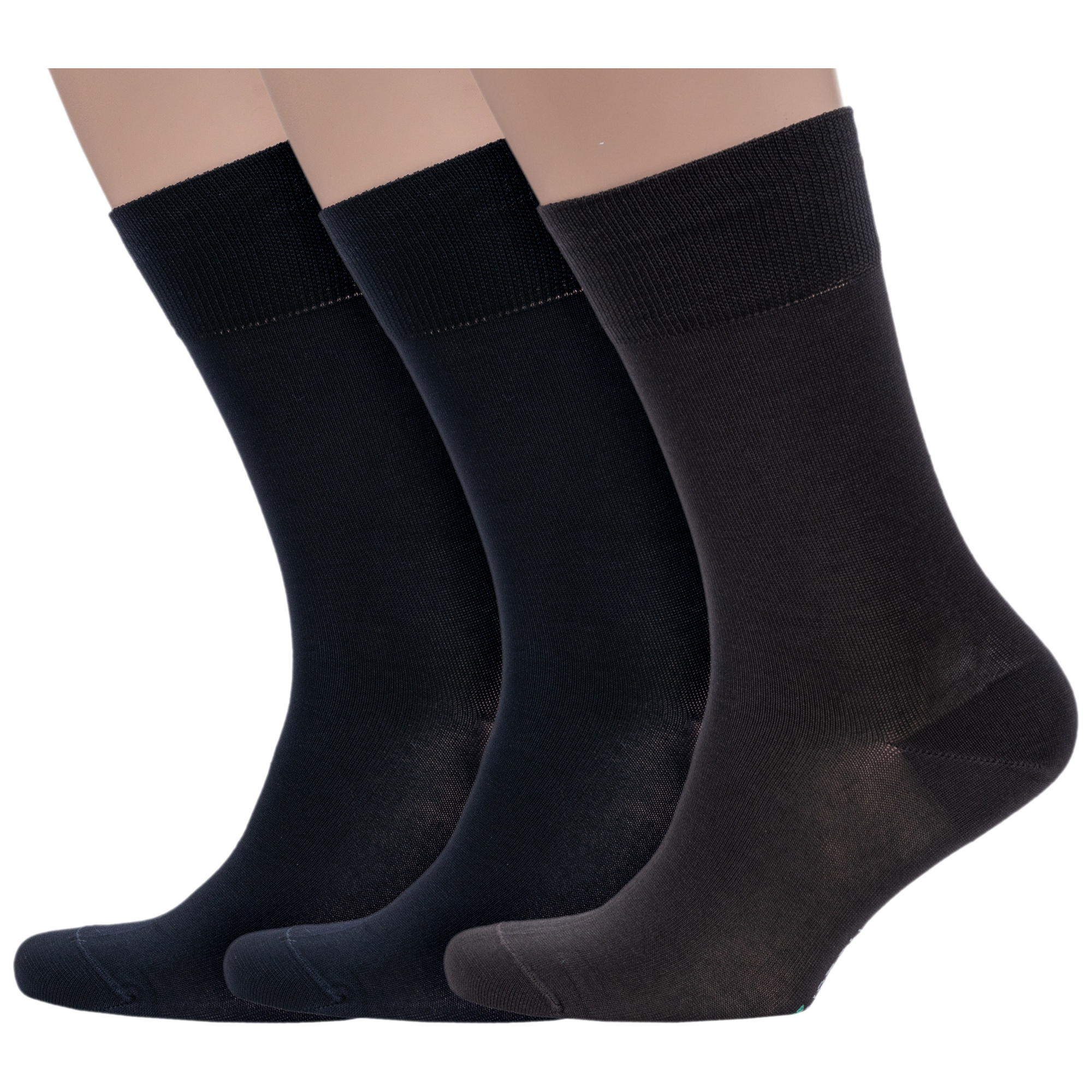Комплект носков мужских Grinston socks 3-15D3 черных; коричневых 25