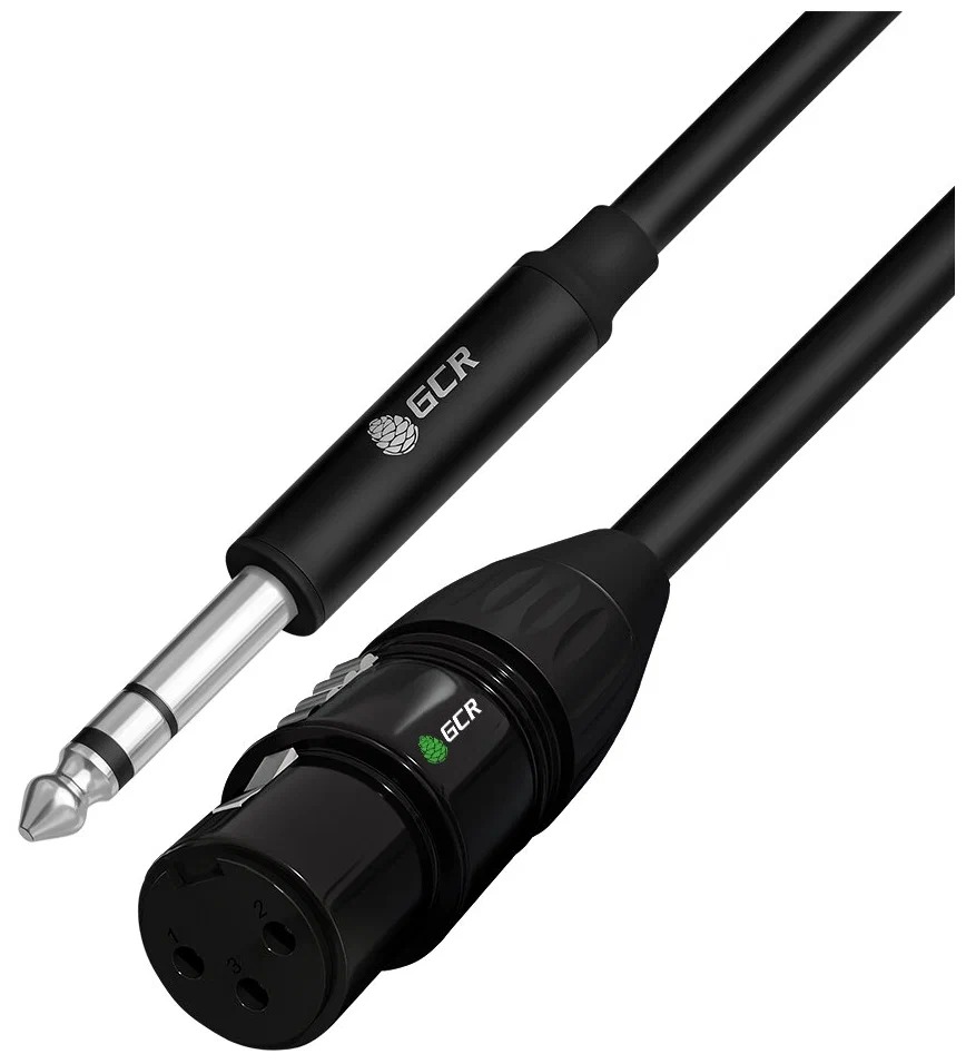 GCR Кабель 7.0m микрофонный stereo jack 6,35mm / XLR, M/F, черный, AL case черный