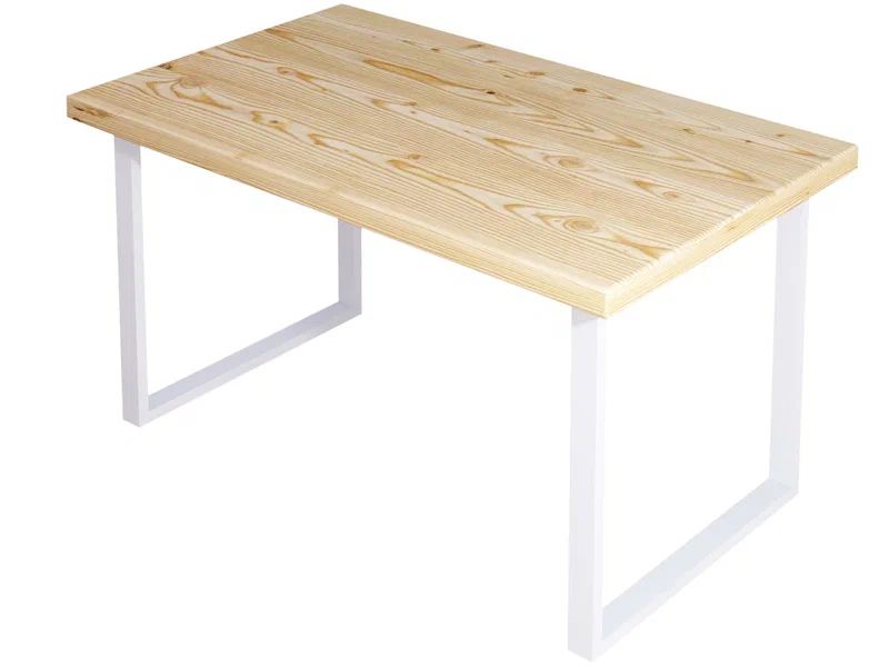 журнальный стол Solarius Loft металл-дерево 90х60х50, без покрытия с белыми ножками