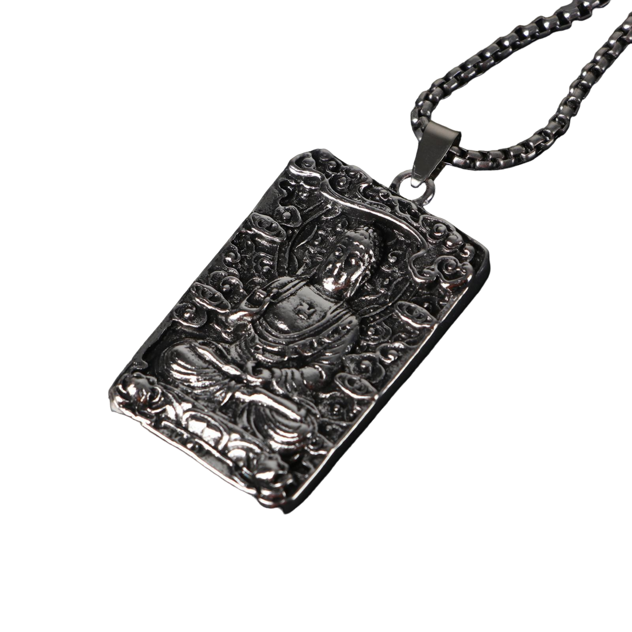 Кулон-амулет "Помпеи" будда, цвет чернёное серебро, 70 см