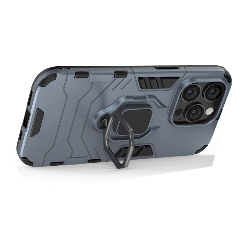 Противоударный чехол с кольцом Black Panther Case для iPhone 14 Pro, синий