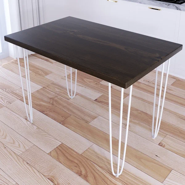 Стол кухонный Solarius Loft металл-дерево 100x60х75 цвет темного дуба с белыми ножками