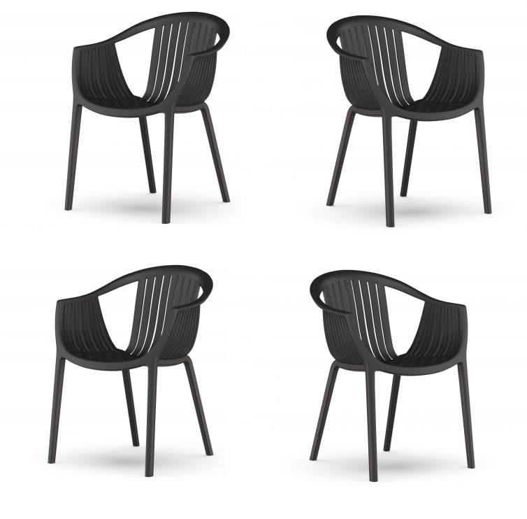 Комплект стульев для кухни ЦМ ESCALATE 4 шт, черный, пластиковый