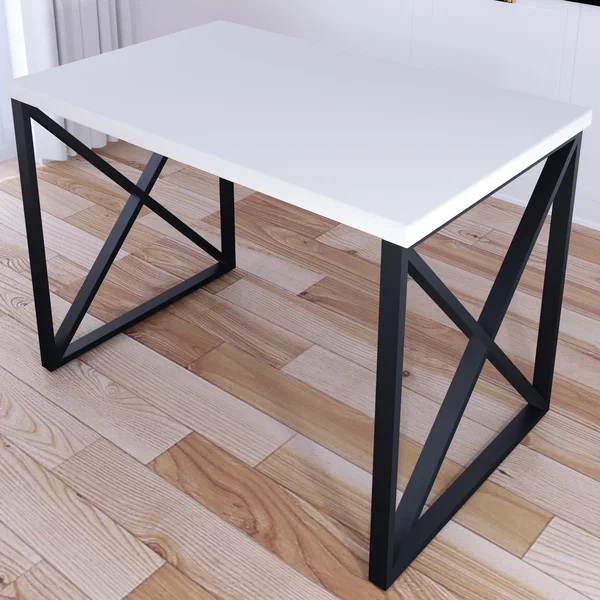 Стол кухонный Solarius Loft с крестообразными ножками 70x60х75, белый с черными ножками