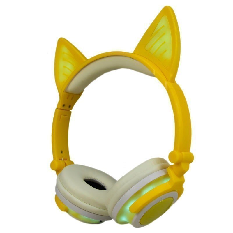 Наушники OffGroup "Ушки кошки" с подсветкой Yellow