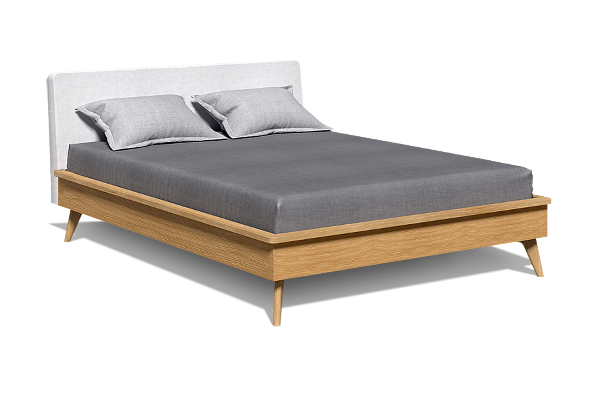 Двуспальная кровать Elva с мягким изголовьем, бейц-масло, 160x200 см