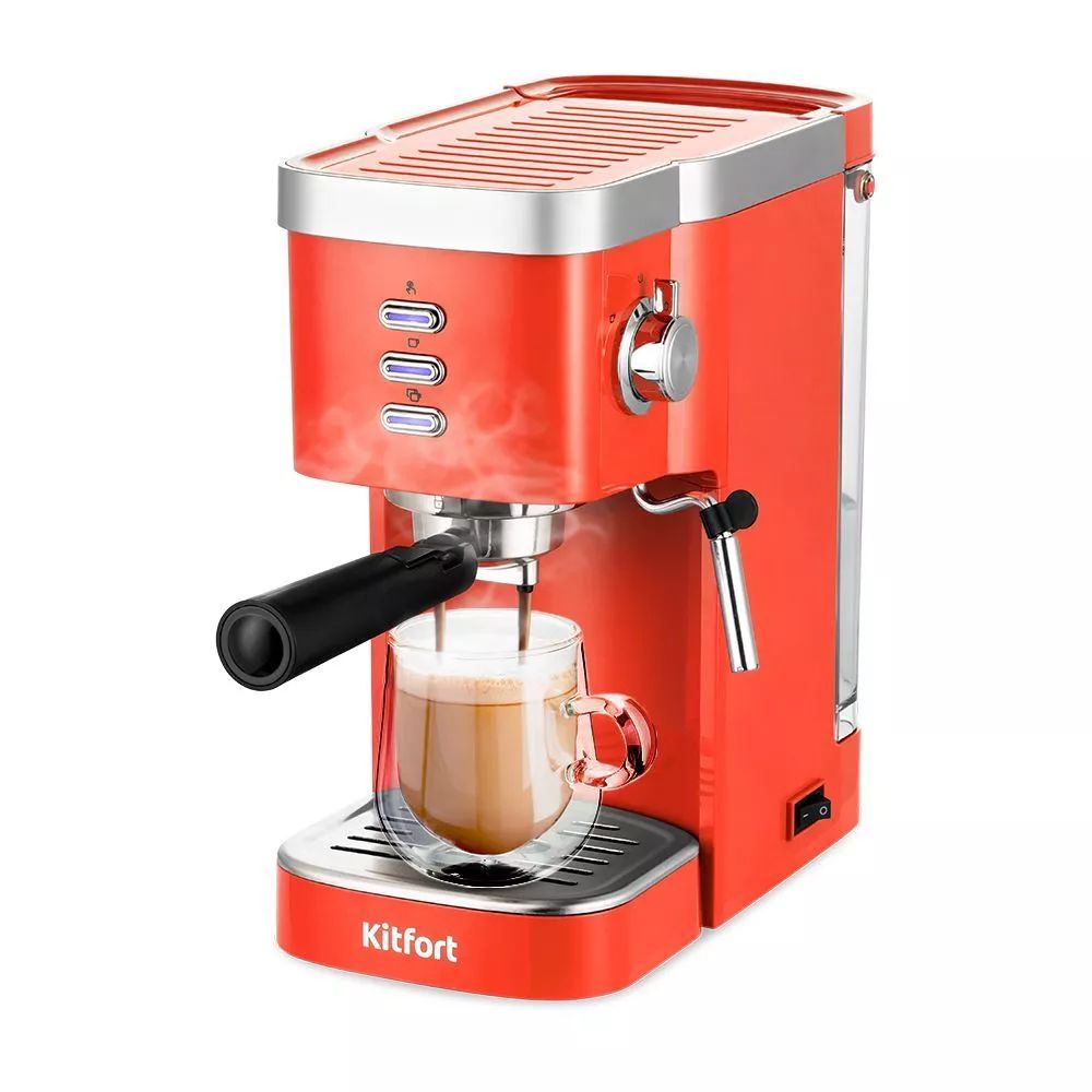 Рожковая кофеварка Kitfort КТ-7114-1 красная