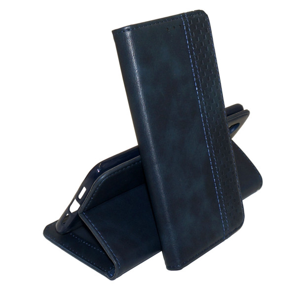 Кожаный чехол книжка Business Wallet с визитницей для Xiaomi Redmi 9A (Синий)