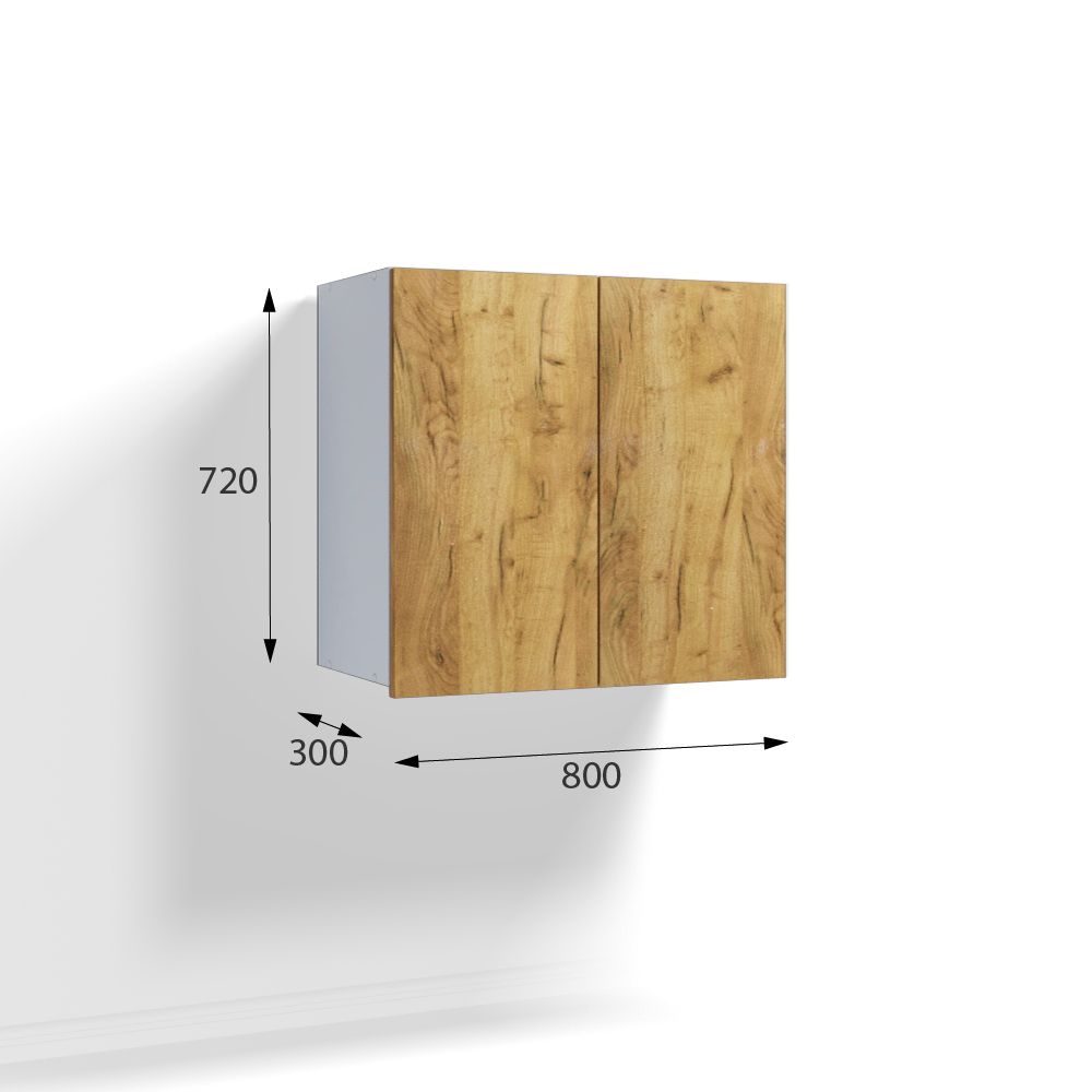 Кухонный модуль навесной Velardy, две двери 80см, дуб Craft золотой