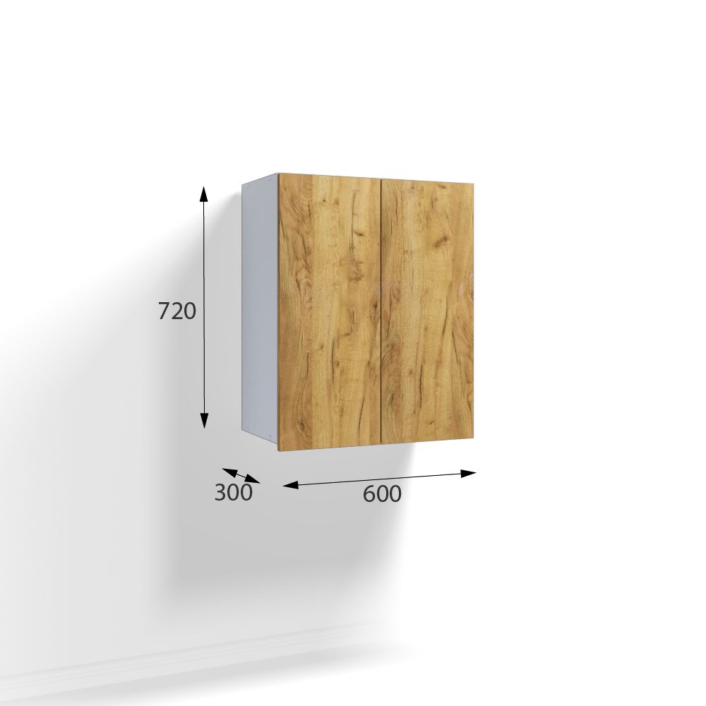 Кухонный модуль навесной Velardy, две двери 60см, дуб Craft золотой