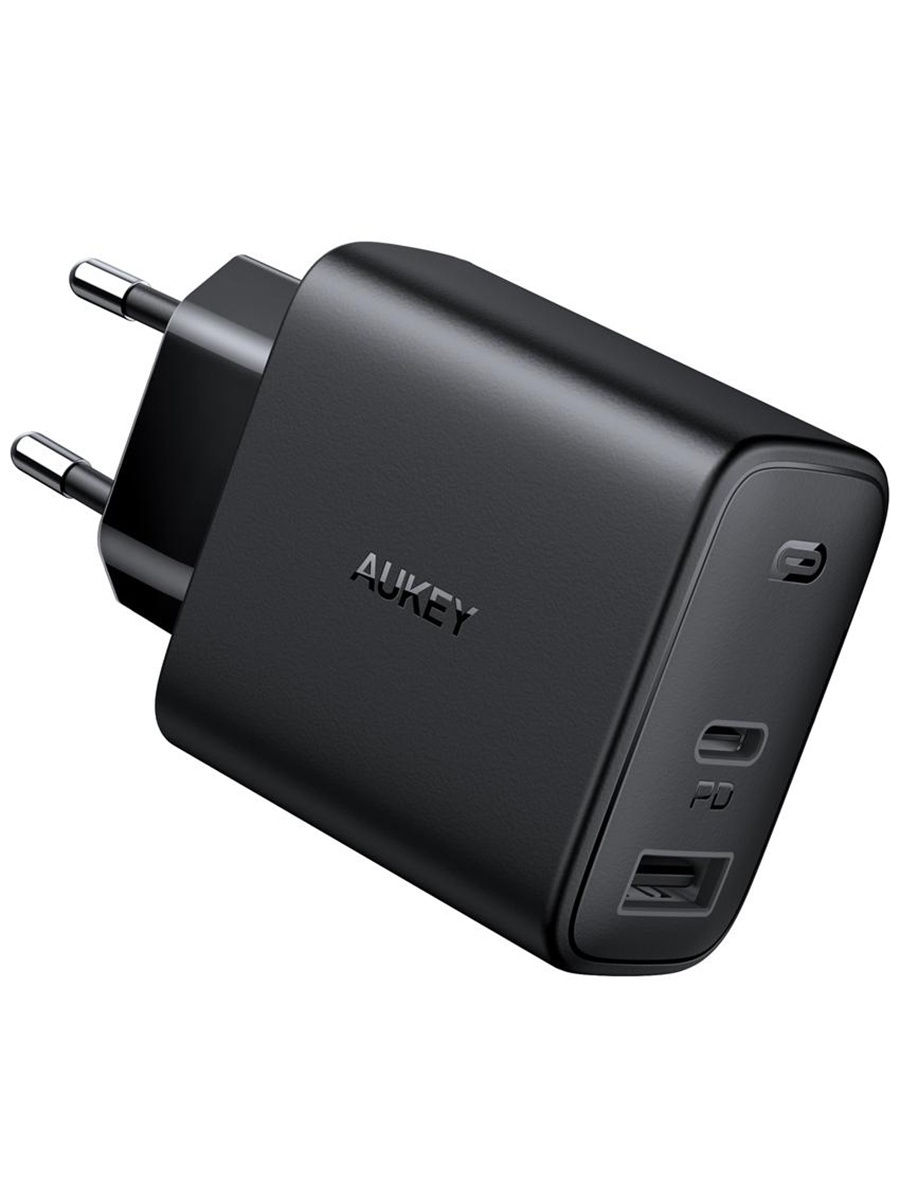 Сетевое зарядное устройство Aukey Swift Mix, 1xUSB; 1xUSB Type-C, 2,4 A, (PA-F3S) black