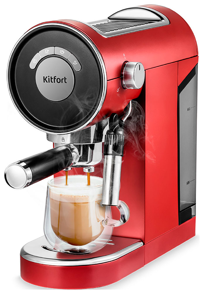 Рожковая кофемашина KITFORT КТ-783-3 красный