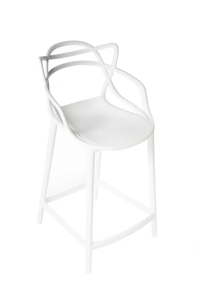 Стул полубарный Masters белый / Барный стул / Стулья кухонные со спинкой / Барный стул для