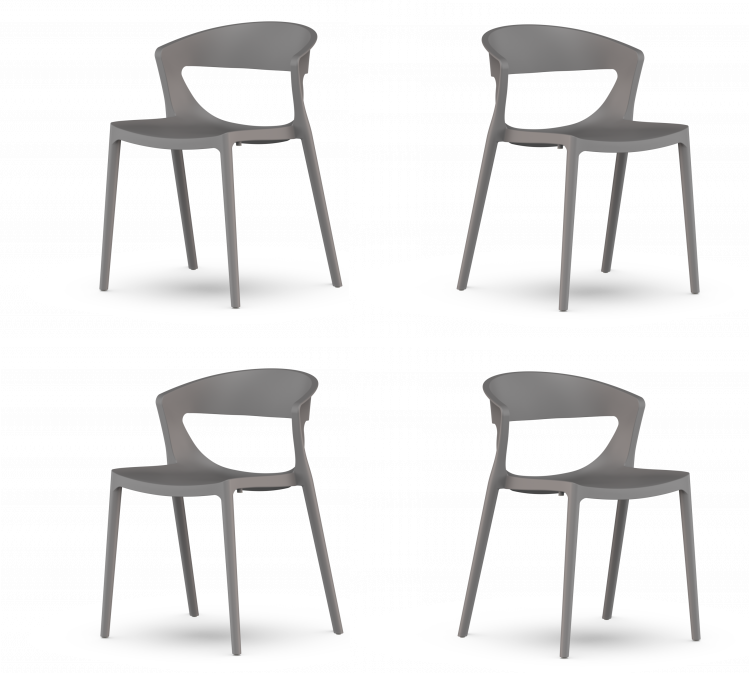 Комплект стульев для кухни ЦМ EVOK 4 шт, серый, пластиковый