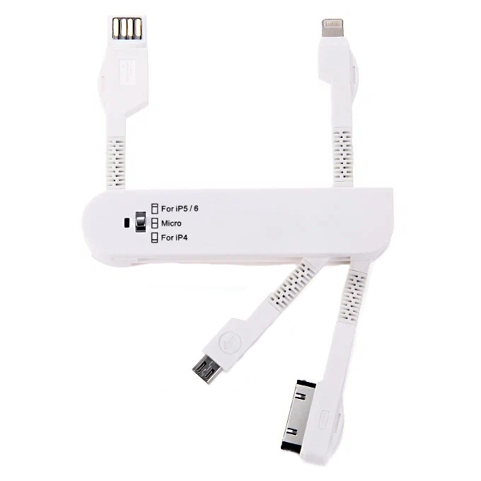 Портативный USB адаптер Noname для смартфонов 4 в 1 (Белый)