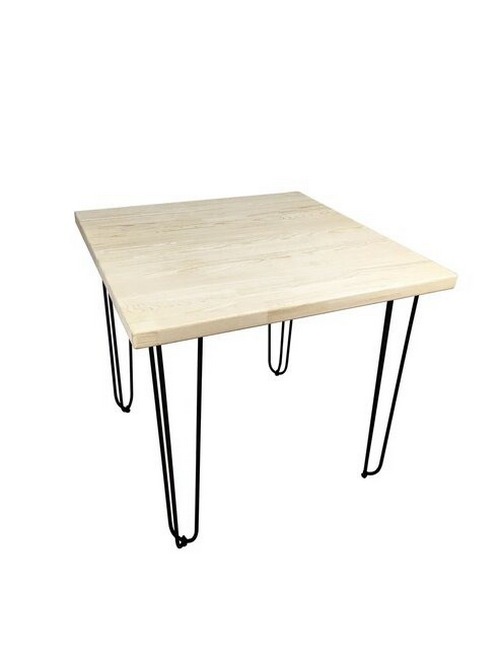 Стол кухонный Solarius Loft металл-дерево 75x75х75, без шлифовки, черные ножки-шпильки