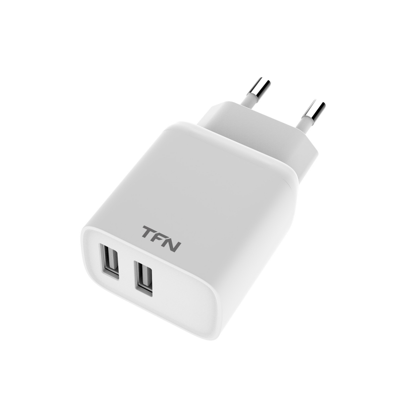 Сетевое зарядное устройство TFN Rapid+, 2 USB, 2,4 A, (TFN-WCRPD12W2UWH) white