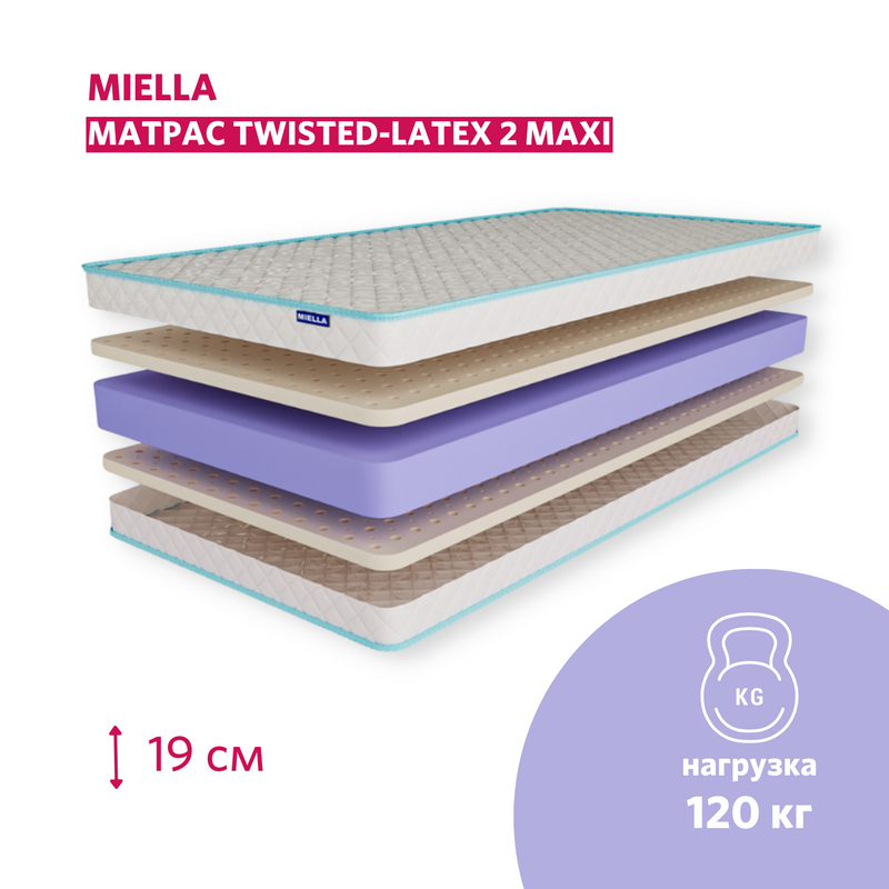Матрас для кровати Miella Twisted Latex 2 Maxi 120x195 ортопедический, беспружинный