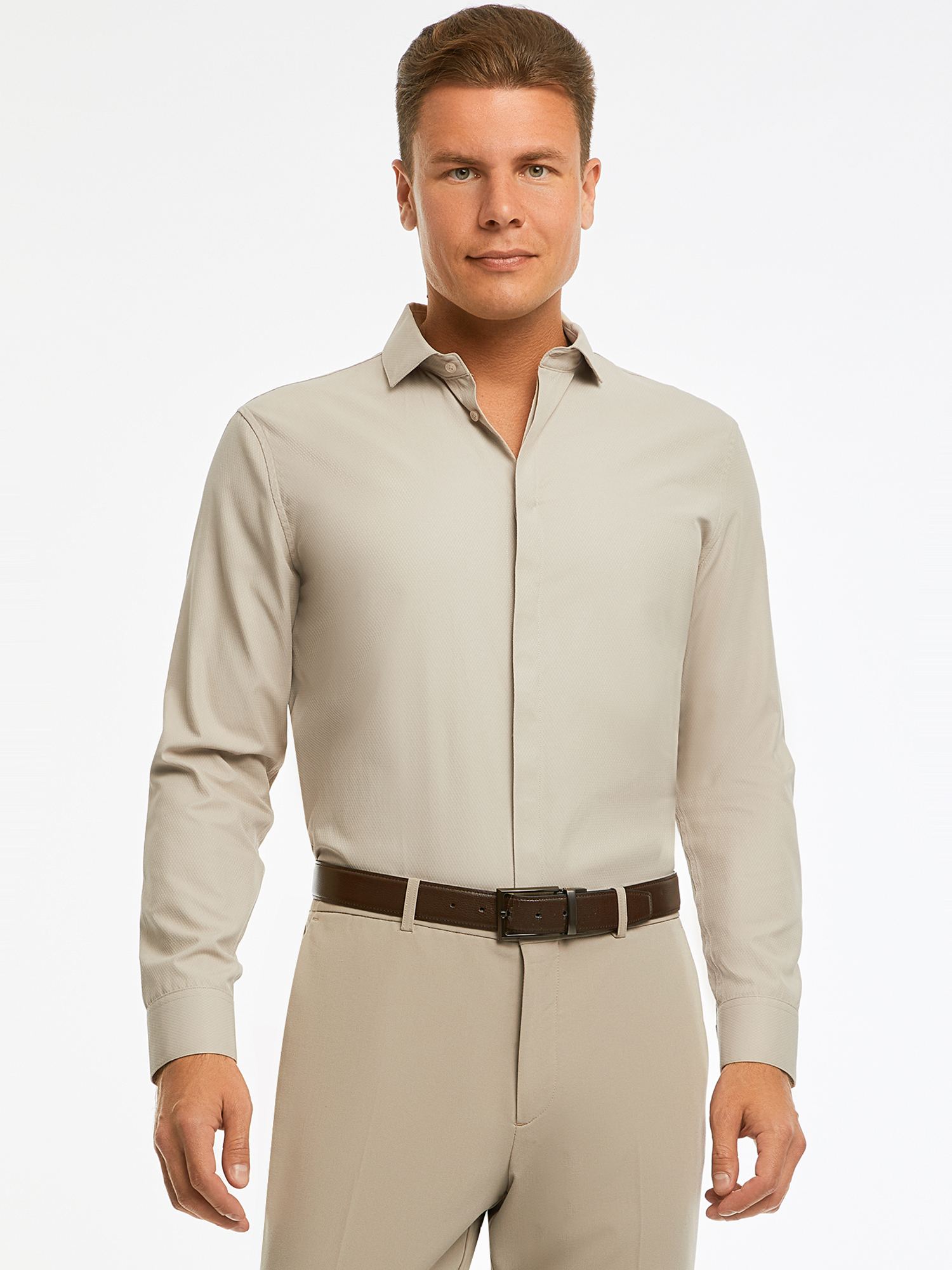 Рубашка мужская oodji 3B110017M-6 коричневая M