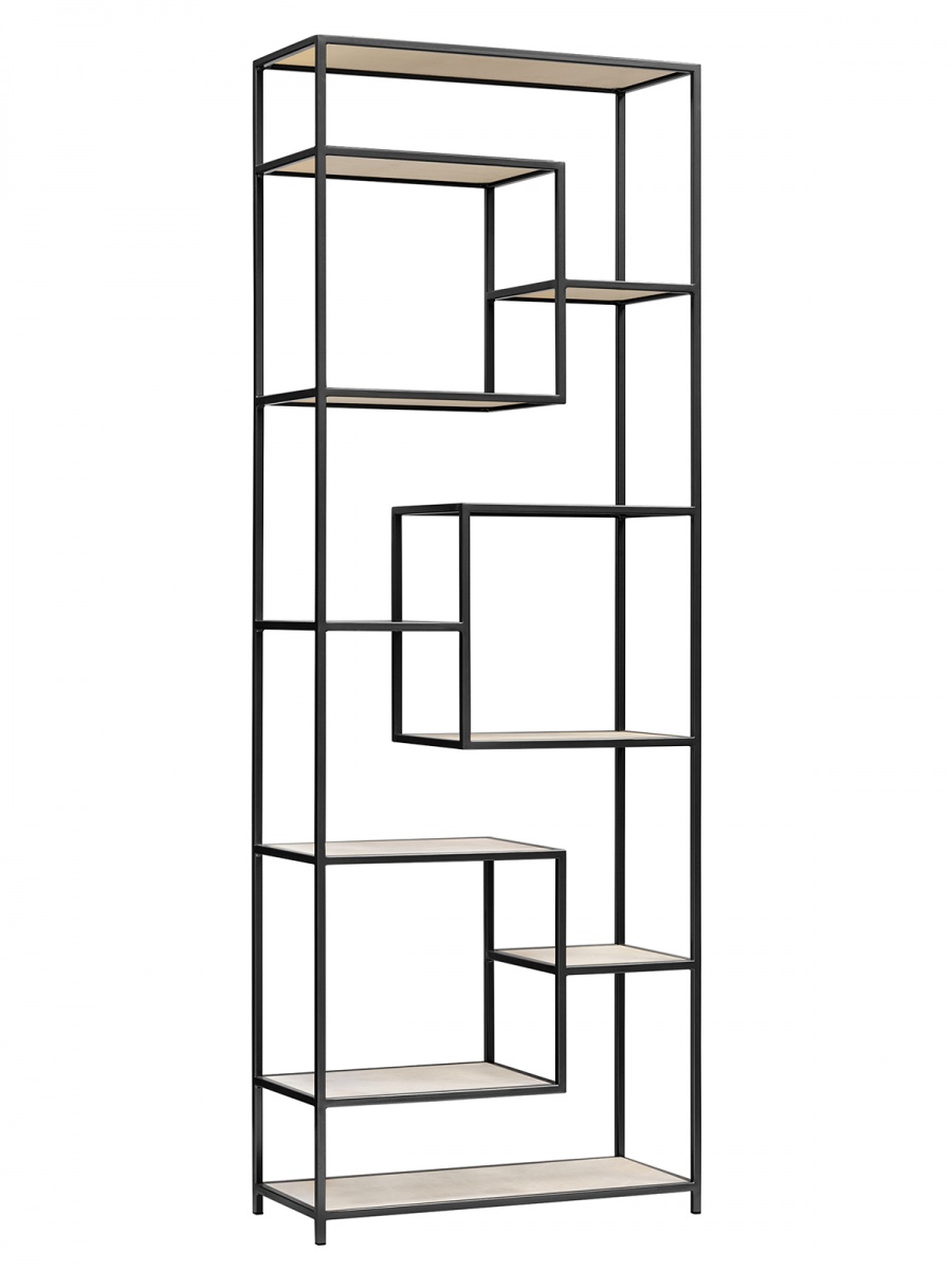 Стеллаж OLIVIA, черный, полки керамика Ivory 1950x700x300