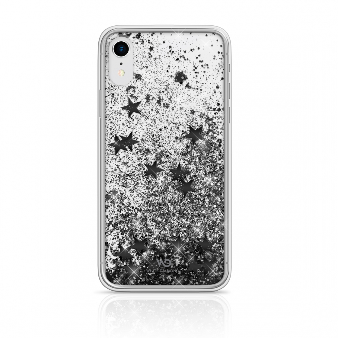 Чехол White Diamonds Sparkle для iPhone XR, черные звезды