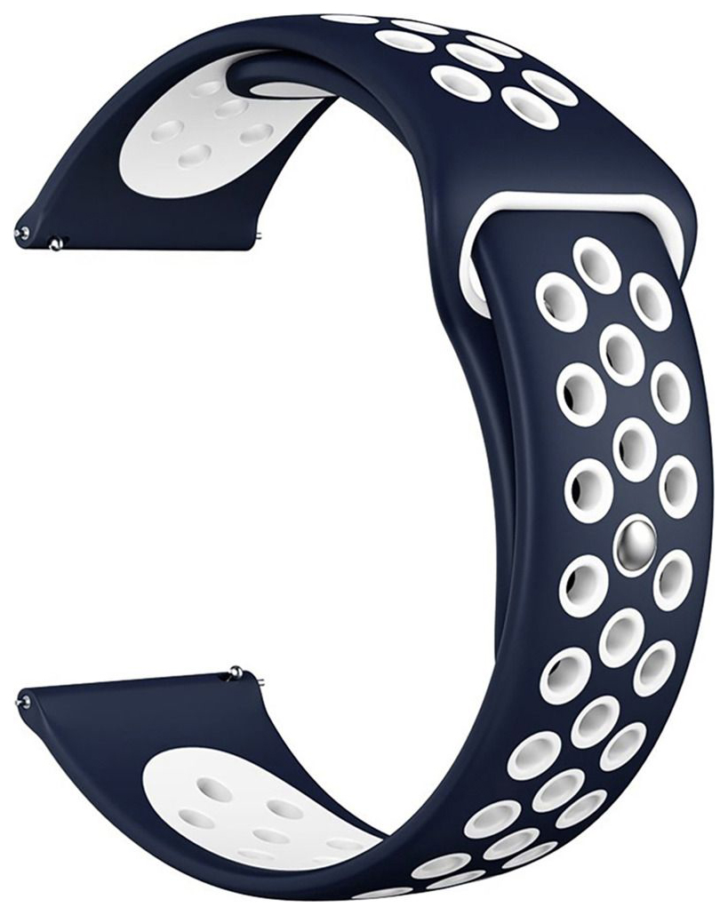 Ремешок для часов спортивный Lyambda "Alioth", универсальный, 20 мм (силикон, синий-белый)