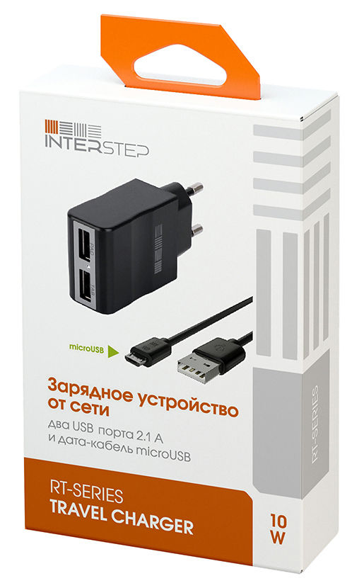 Сетевое зарядное устройство InterStep RT, 2xUSB, 2,1 A, (IS-TC-TYPEC002K-000B201) black