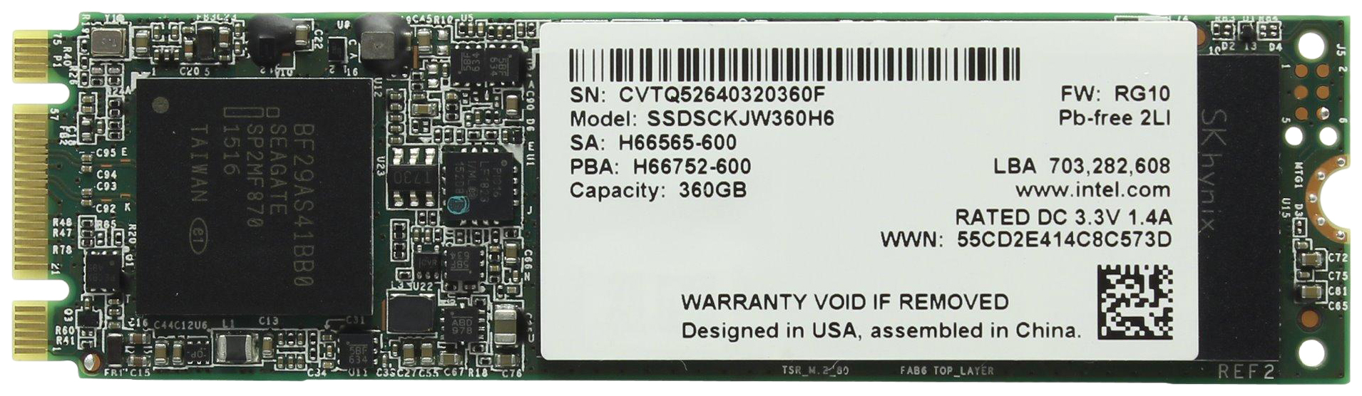 SSD накопитель Intel 535s M.2 2280 360 ГБ (SSDSCKJW360H601)