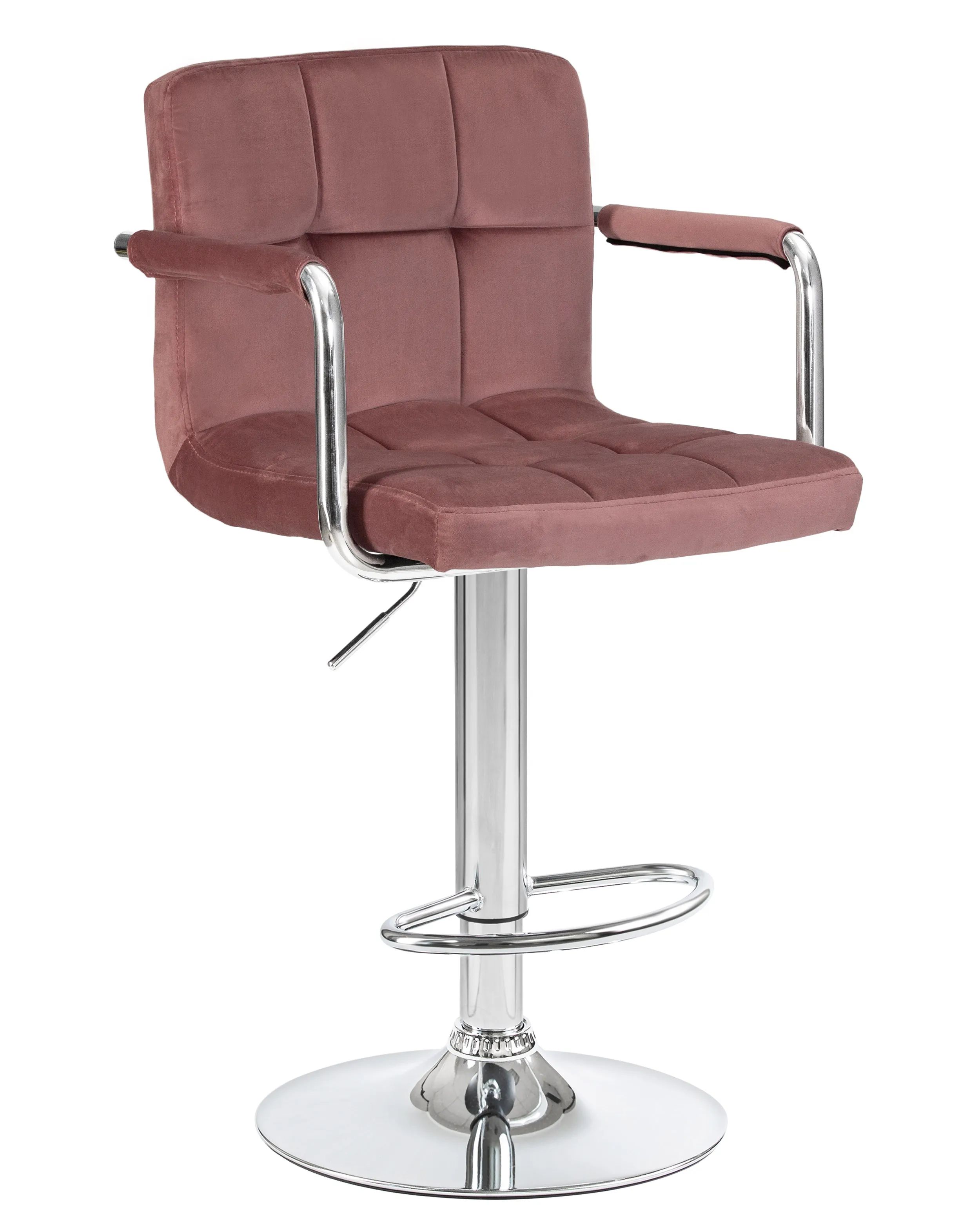 Барный стул Лого-М KRUGER ARM D0000000000000004903, хром/пудровый розовый