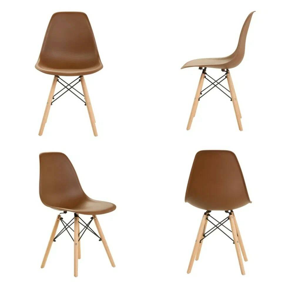 Комплект стульев 4 шт. LEON GROUP для кухни в стиле EAMES DSW, коричневый