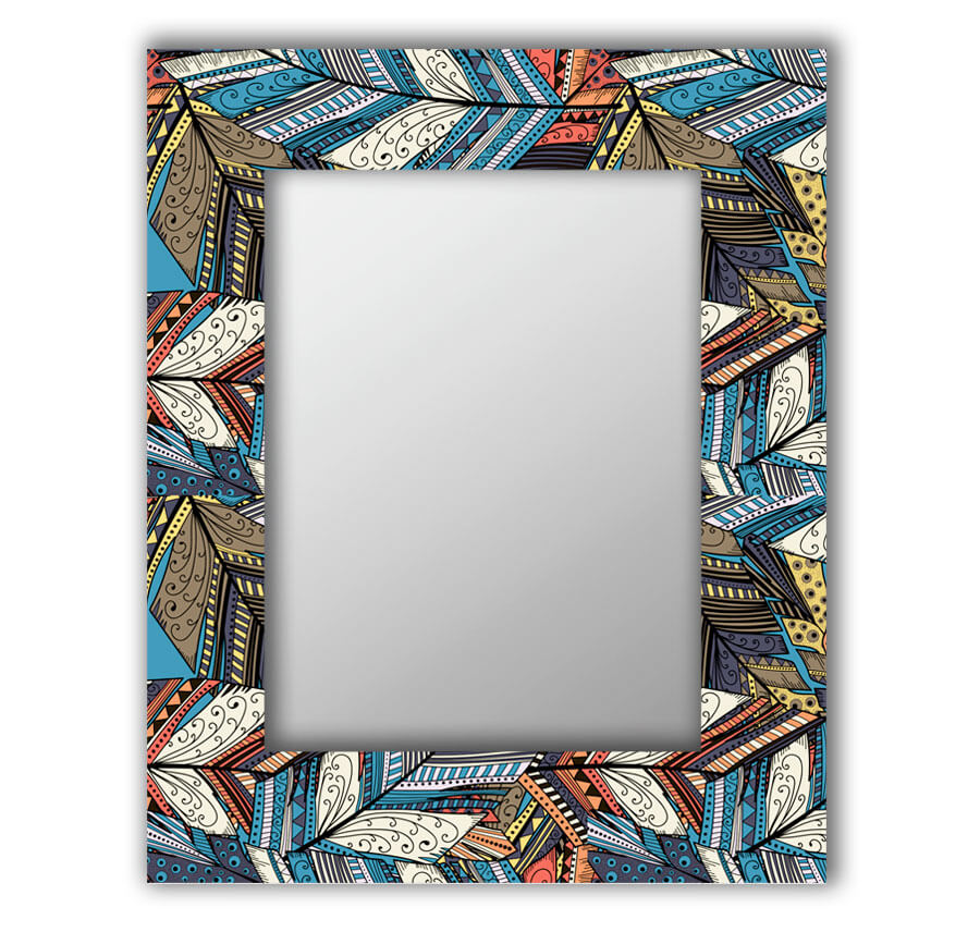 Зеркало настенное Дом Корлеоне Синие перья 04-0106-75х140 75х140 см, уф печать