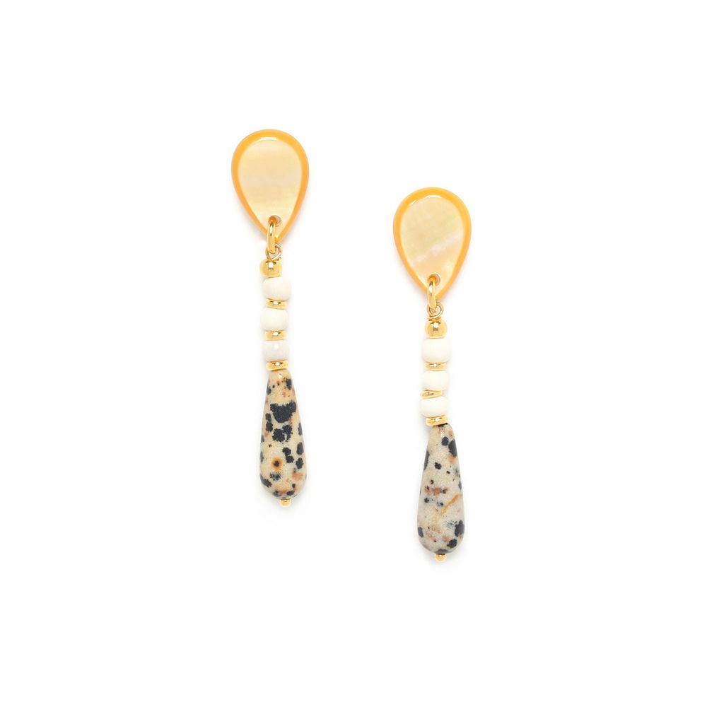 Серьги подвески из бижутерного сплава Nature Bijoux NB22.1-12-77312, перламутр/яшма
