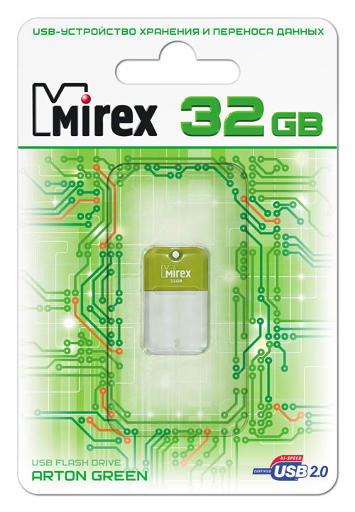 Флешка MIREX Arton 32ГБ White/Green (13600-FMUAGR32)