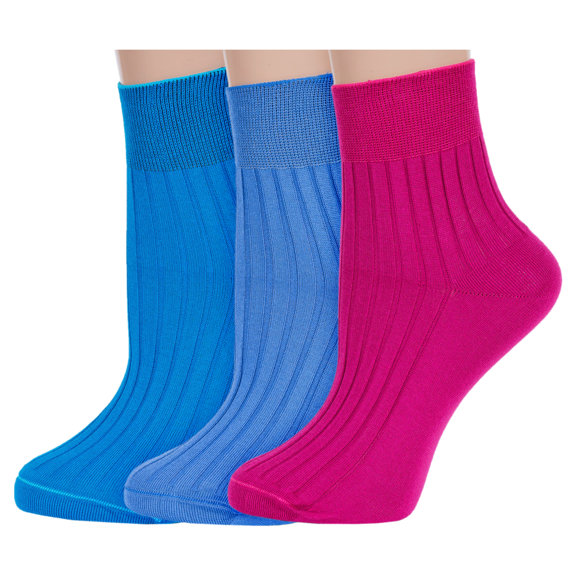 Комплект носков женских Rusocks 3-Ж3-11001 бирюзовых; голубых; розовых 23