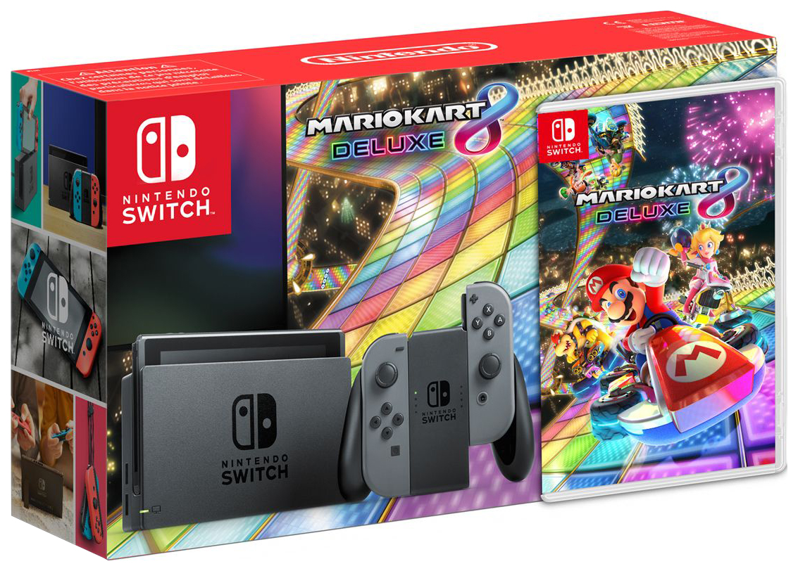 Портативная игровая консоль Nintendo Switch Gray + Mario Kart 8 Deluxe