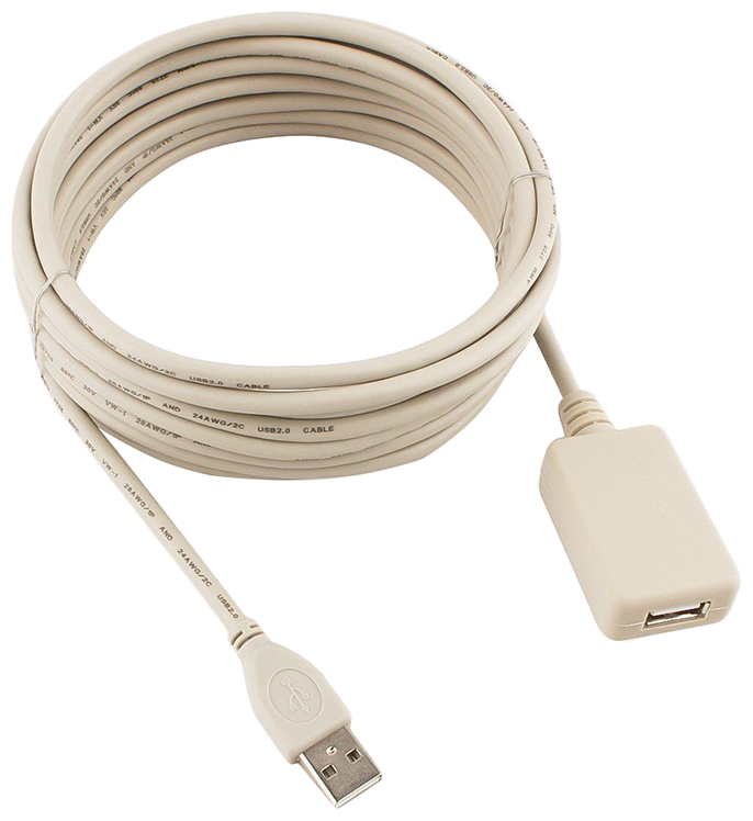 Кабель Gembird USB A-USB A, M-F 4,8м White (UAE016)