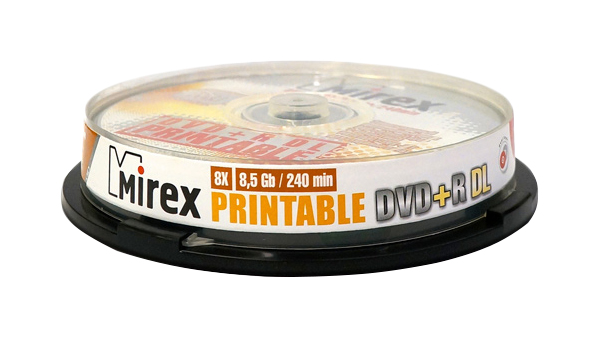 Диск для записи Mirex DVD+R, 8.5Gb, 8x, Cake Box 10 шт