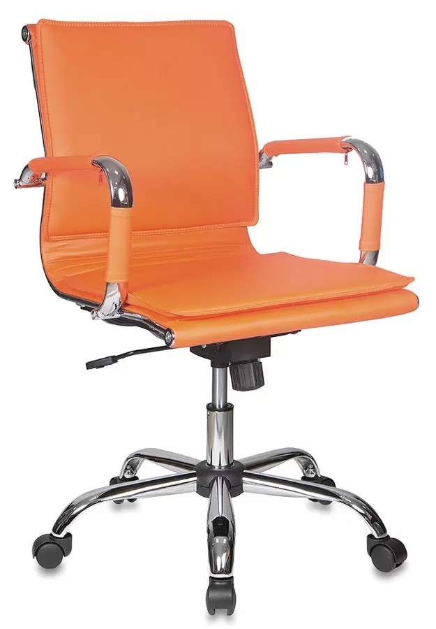 Кресло руководителя Бюрократ CH-993-Low, на колесиках, эко.кожа, оранжевый [ch-993-low/ora