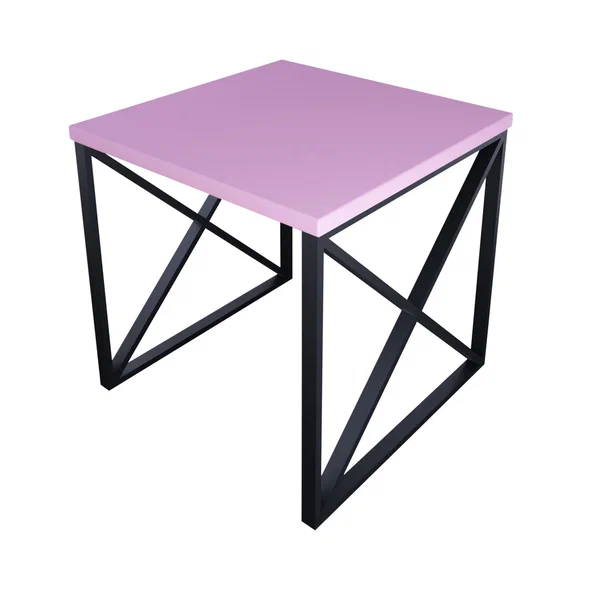 Стол кухонный Solarius Loft с крестообразными ножками 70x70х75, розовый с черными ножками