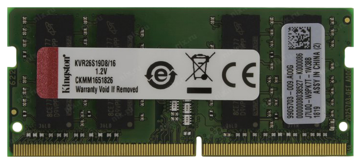 Оперативная память Kingston 16GB, DDR4 2666 SODIMM, KVR26S19D8