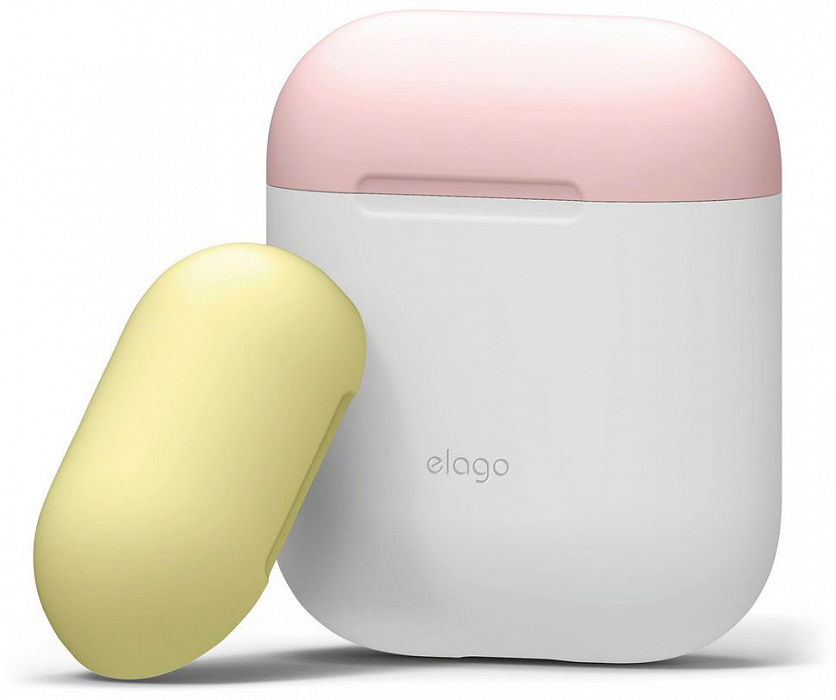 Чехол Elago для AirPods White с крышками Pink и Yellow