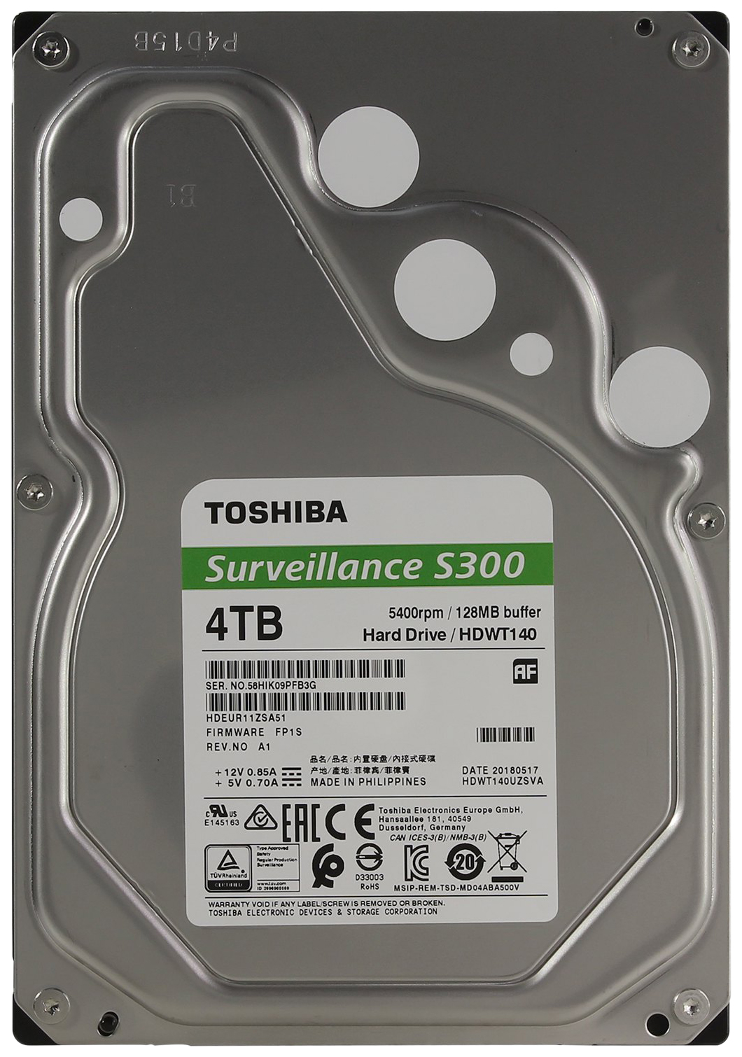 Жесткий диск Toshiba S300 4ТБ (HDWT140UZSVA)