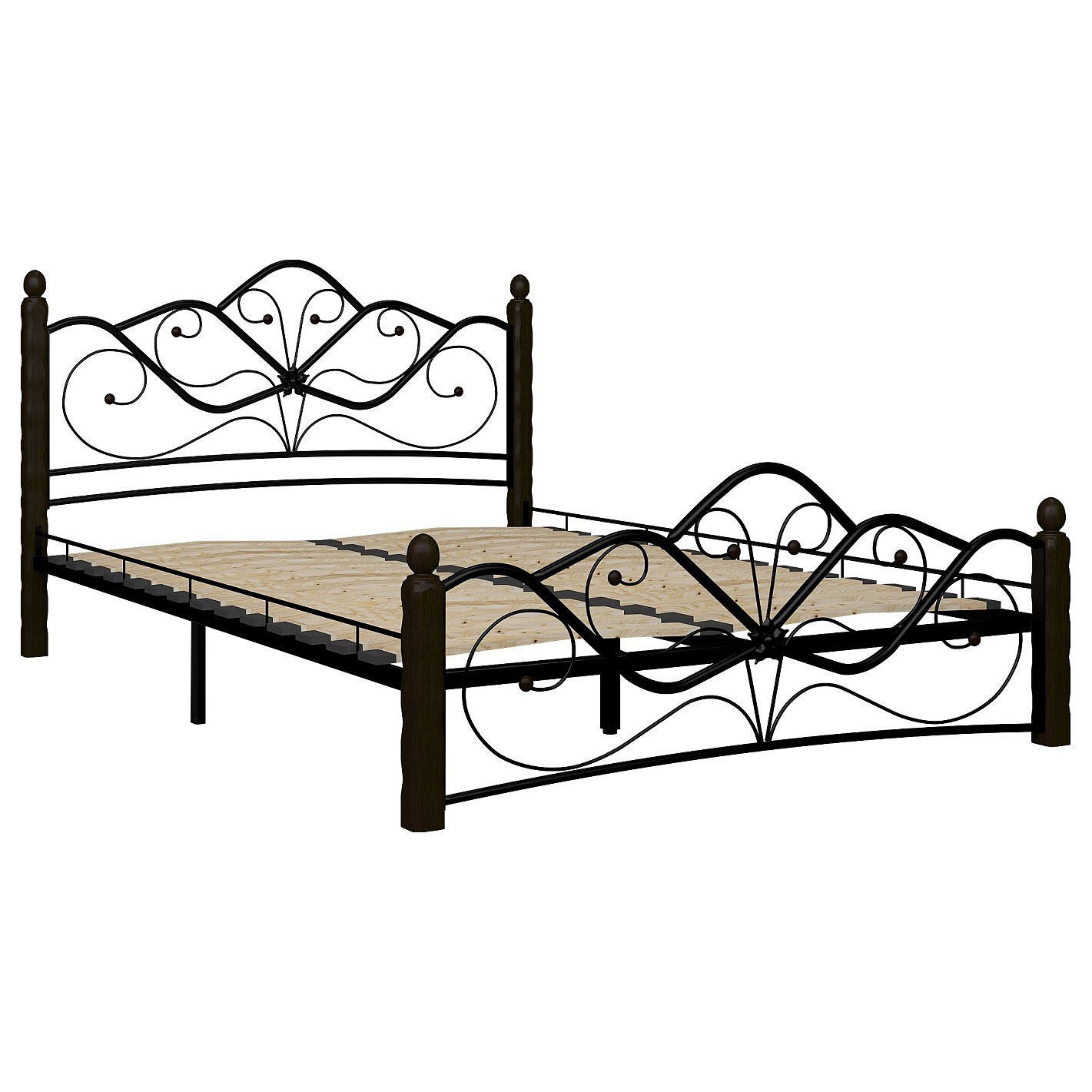 Кровать полутораспальная Форвард Венера 1 140х200 см, черный/коричневый