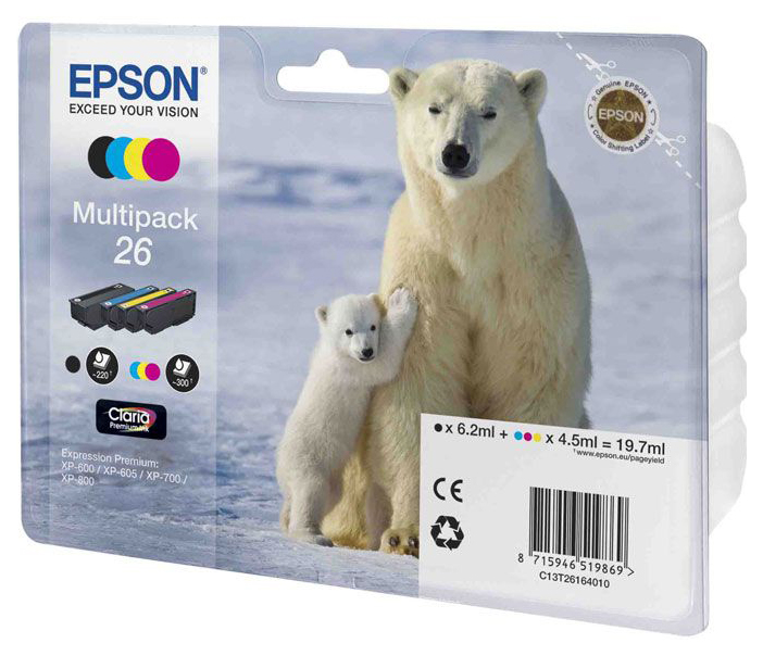 Картридж для струйного принтера Epson MultiPack 26 цветной, оригинал