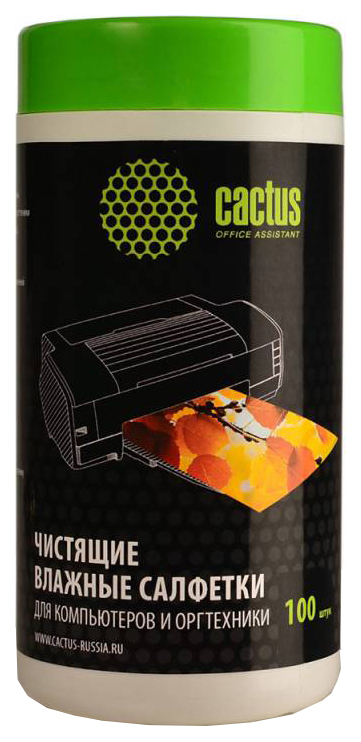 Салфетки Cactus CS-T1002 для компьютеров и оргтехники 100 шт