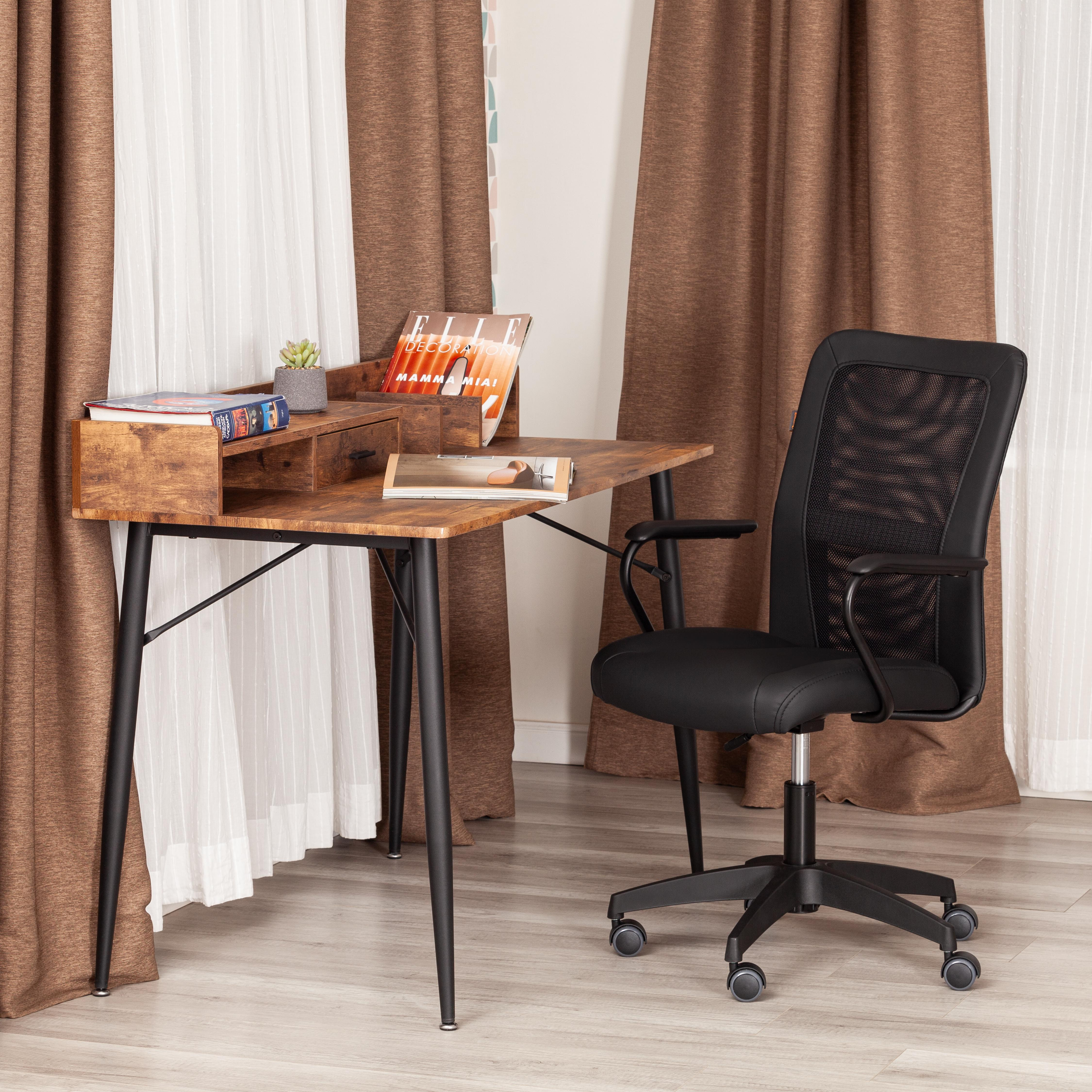 Кресло офисное TetChair STAFF, кож/зам, ткань, черный