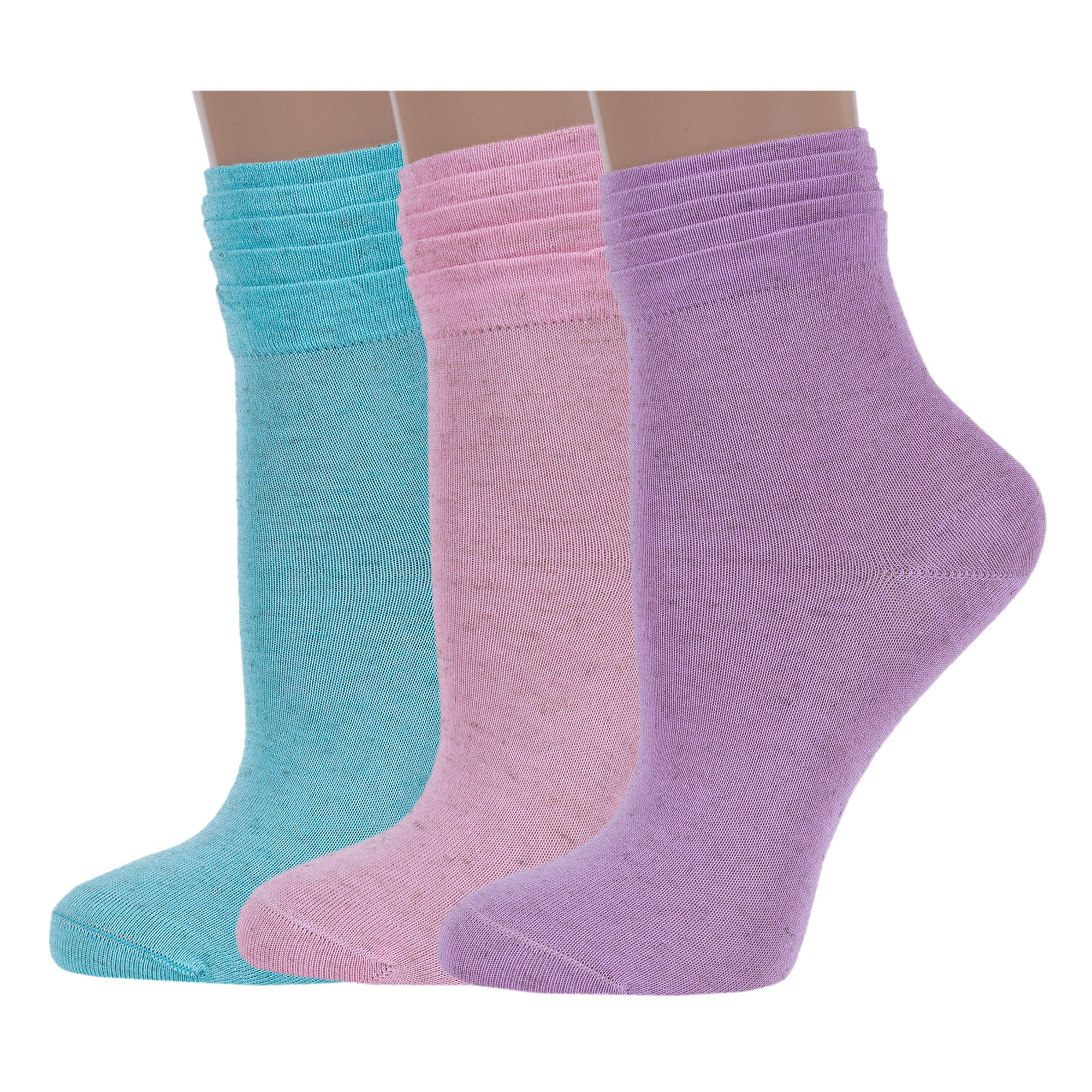 Комплект носков женских LorenzLine 3-Д52 розовых; фиолетовых; бирюзовых 23