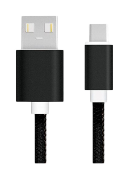 Дата-кабель Akai CE-441B USB-Type C 1м, оплетка экокожа черный