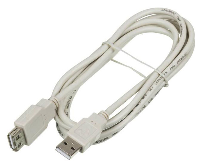 Кабель Ningbo USB A-USB A, M-F 1,8м White